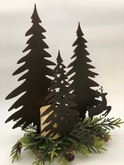 3 Trees & Deer Centerpiece | Diamond Trail Designs
